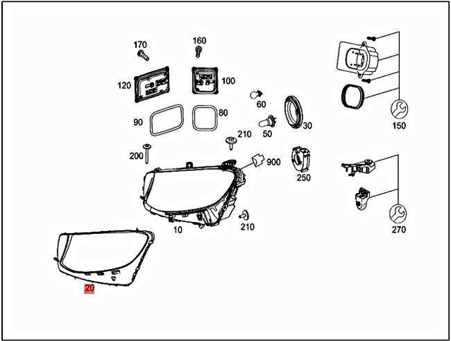 Genuine MERCEDES C253 X253 Gasket for Light Housing Right Headlamp ...