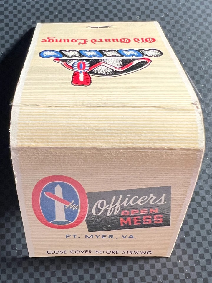 VINTAGE MATCHBOOK - OFFICERS IPEN MESS - OLD GUARD LOUNGE - FT MYER ...