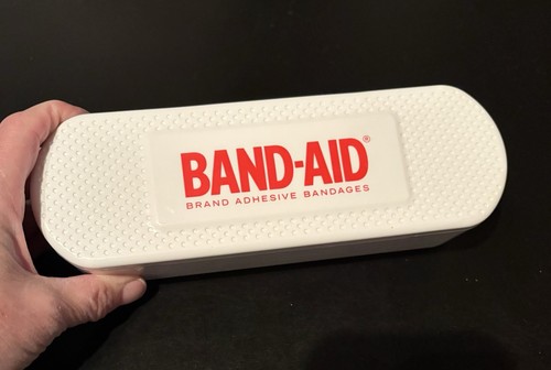 Band Aid Bandages Plastic Container White Hinged Lid Storage Box ...