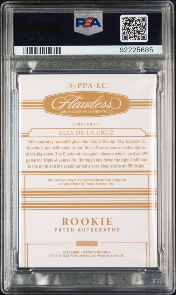 2023 PANINI FLAWLESS RC-PATCH AUTO RUBY ELLY DE LA CRUZ ROOKIE RC /20 ...