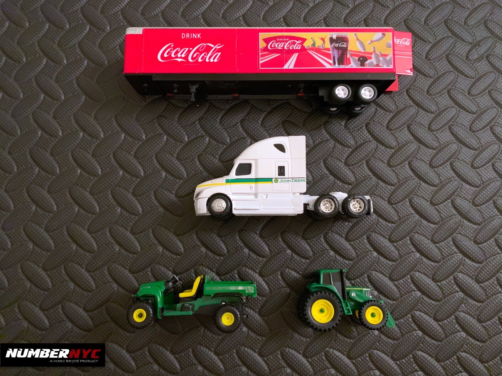 John Deere & Coca - Cola RED Toy Trailer Truck Set Model Tractor Rubber ...