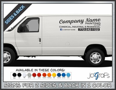 Business Van Signs Company Lettering Vinyl Signs 2 Sides & Back 1 Color ...