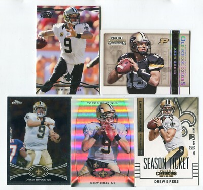 Drew Brees 5 Football Card Lot NEW ORLEANS SAINTS CHARGERS PURDUE (LOT ...