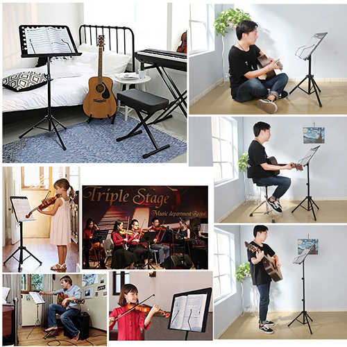 Height Adjustable Music Stand Orchestra Choir Book Holder Tripod Mic ...