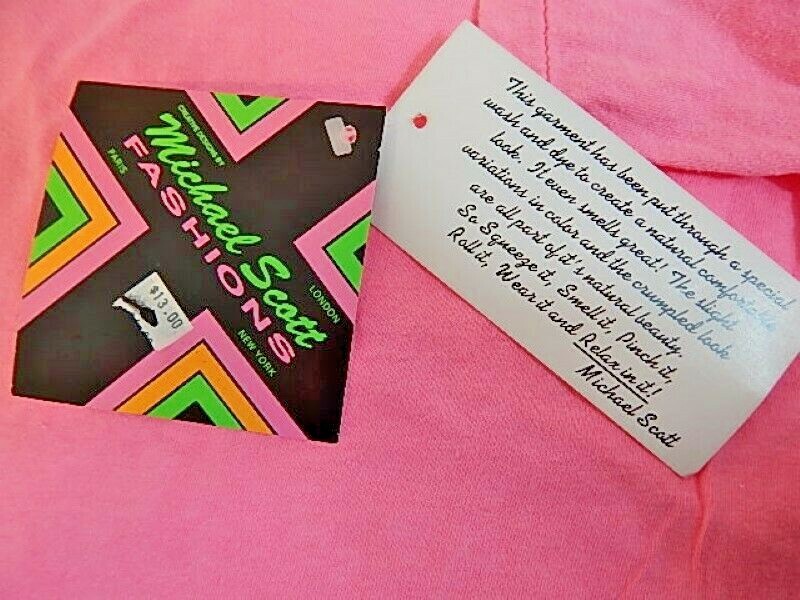 Nos US Vintage 1980 90s Michael Scott Neon Hot Pink C… - Gem
