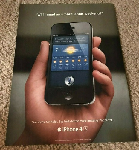 Apple Poster Magazine Ad Art Printed Year 2011 FOR iPhone 4s Siri RARE ...