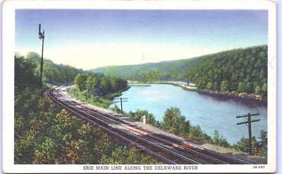 Postcard DE Erie Main Rail Line Along the Delaware River c.1943 N7 | eBay