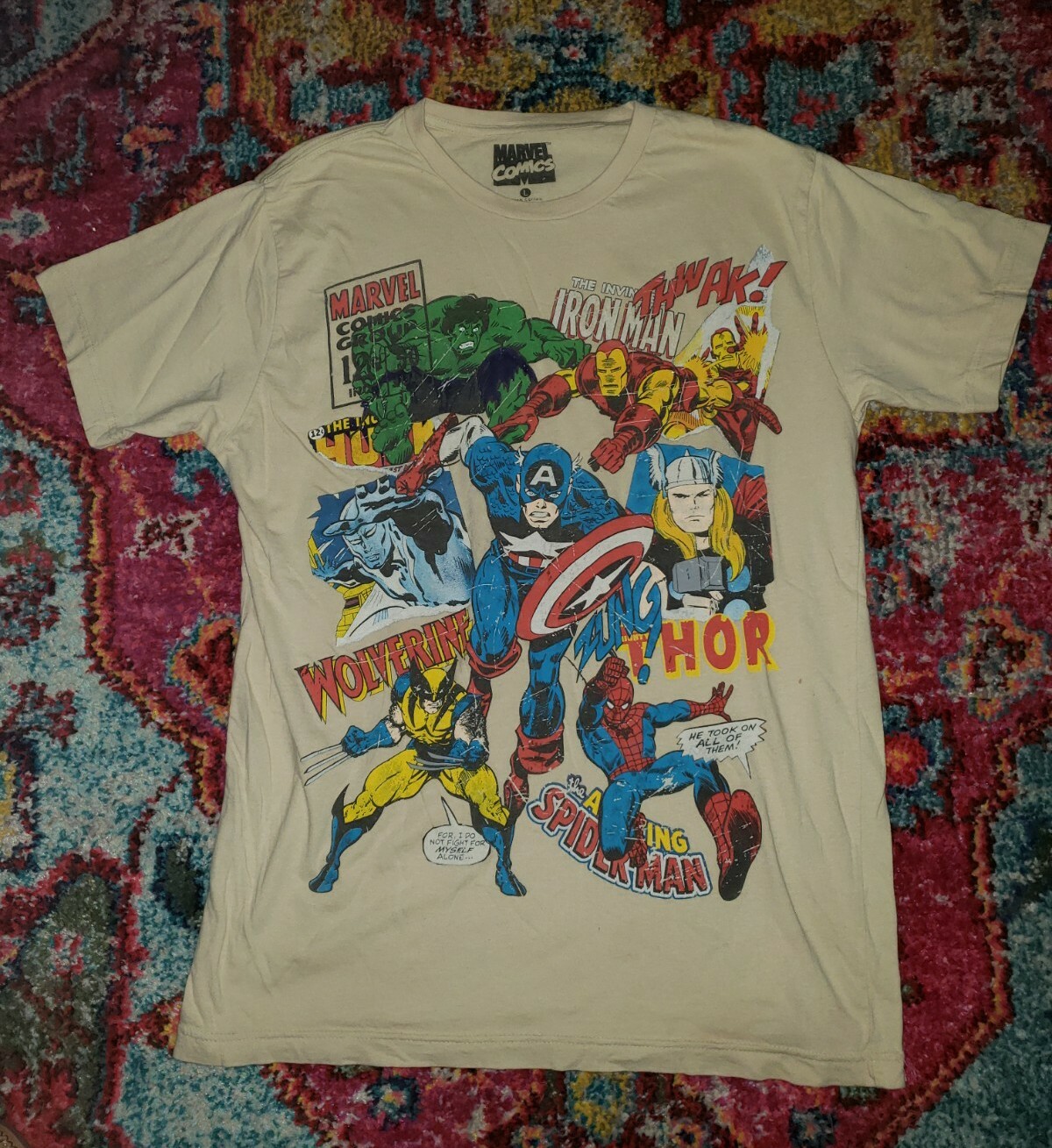 Marvel comics t-shirt mens comic-con shirt 2011 Thor Hulk Spiderman ...