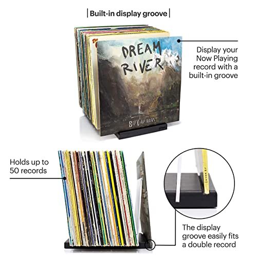 VINYL RECORD STORAGE Holder with a Now-Playing Display Groove Black 50 ...