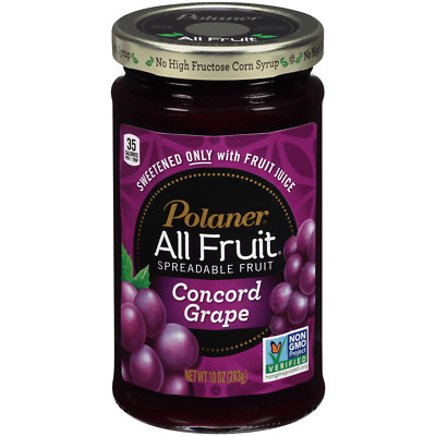 Polaner All Fruit Spreadable Fruit Concord GRAPE 10 oz Jam Juice NO GMO ...