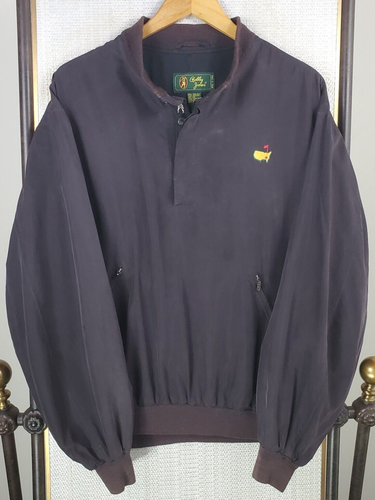 BOBBY JONES x MASTERS Size Large 100% Silk Mens 1/4 Zip Jacket Pullover ...