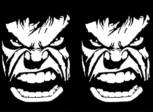 Incredible Hulk Growl Stare Two 5" x 4" White Vinyl Decal Car Truck ...