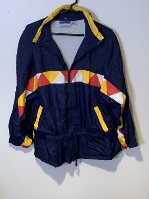 Vintage Mens Jacket Windbreaker Surfing Sailing Blue Color Block 80s ...