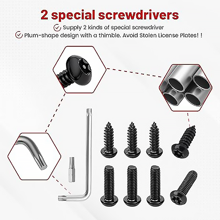 42X Anti Theft License Plate Screws Stainless Steel Bolts Caps Car ...