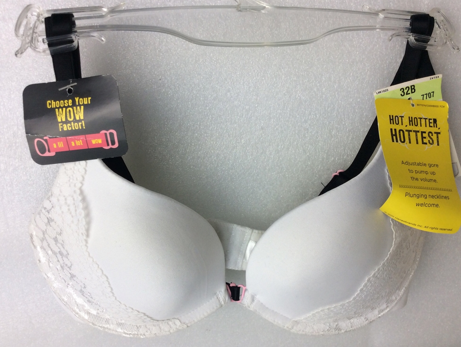 922X08+Hanes+7707+Wonderbra+Underwire+Push-Up+Bra+32B+White for sale ...
