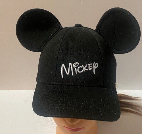 Disney Black Mickey Mouse Ears Spellout Snapback Hat Child-Small Adult ...