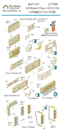 Rainbow PE 1/700 IJN RADAR (TYPE 13/21/22) RB7137 | eBay