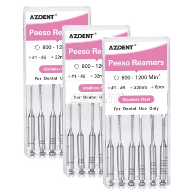 3Pack Dental Endodontic Peeso Reamers Bur Dirlls 32mm 1#-6# Root Canal ...