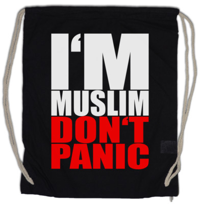 I?M MUSLIM DON?T PANIC II Drawstring Bag Islam Moslem Religion Arabic ...