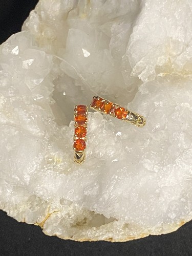 Yellow Gold Plated Natural Orange Apatite Hoops Hoop Earrings Jewelry ...