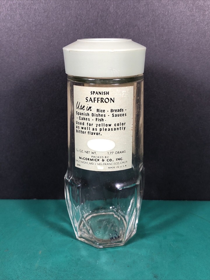 Vintage McCormick | Spanish Saffron | Spice Jar | Green Lid | Empty | eBay