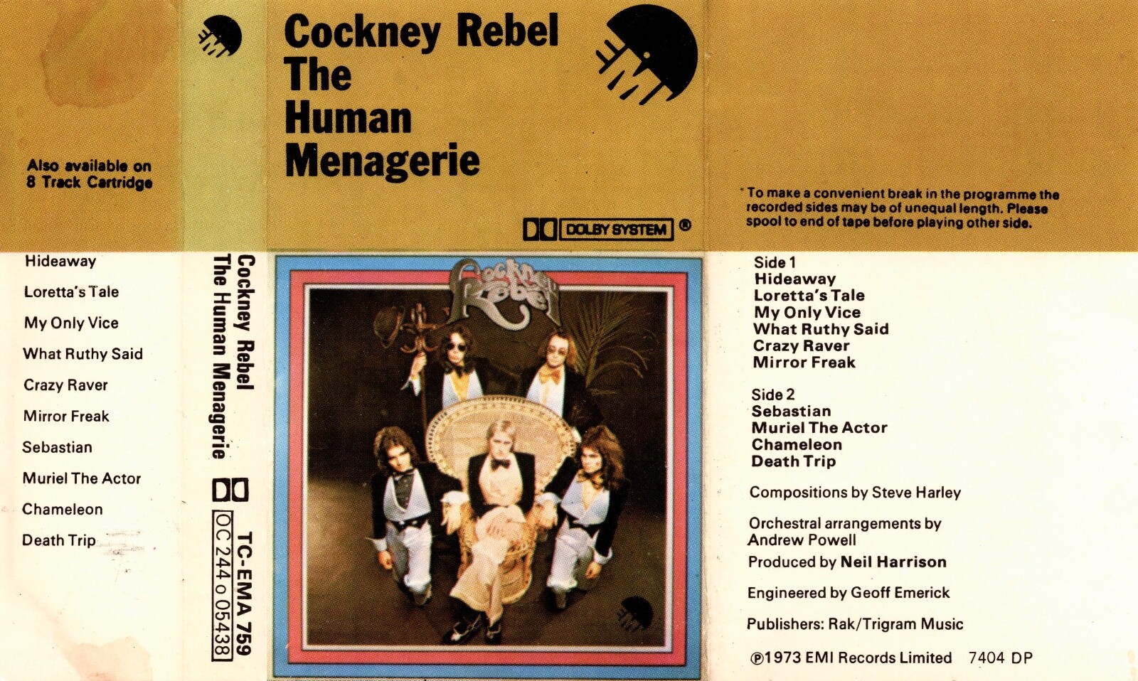 STEVE HARLEY & COCKNEY REBEL - The Human Menagerie - CASSETTE TAPE ...