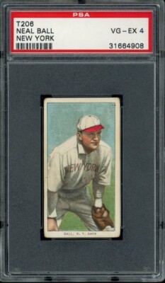 1909-11 T206 Sweet Caporal Neal Ball New York PSA 4 VG-EX LOOK! SL | eBay