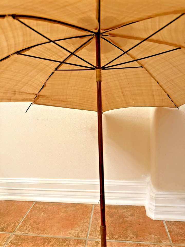 Vintage Parasol Beige Carved Handle Great Condition Easy Fix | eBay