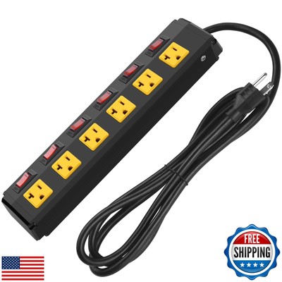 CCCEI Metal Power Strip Individual Switches 6 Outlets, Heavy Duty Power ...