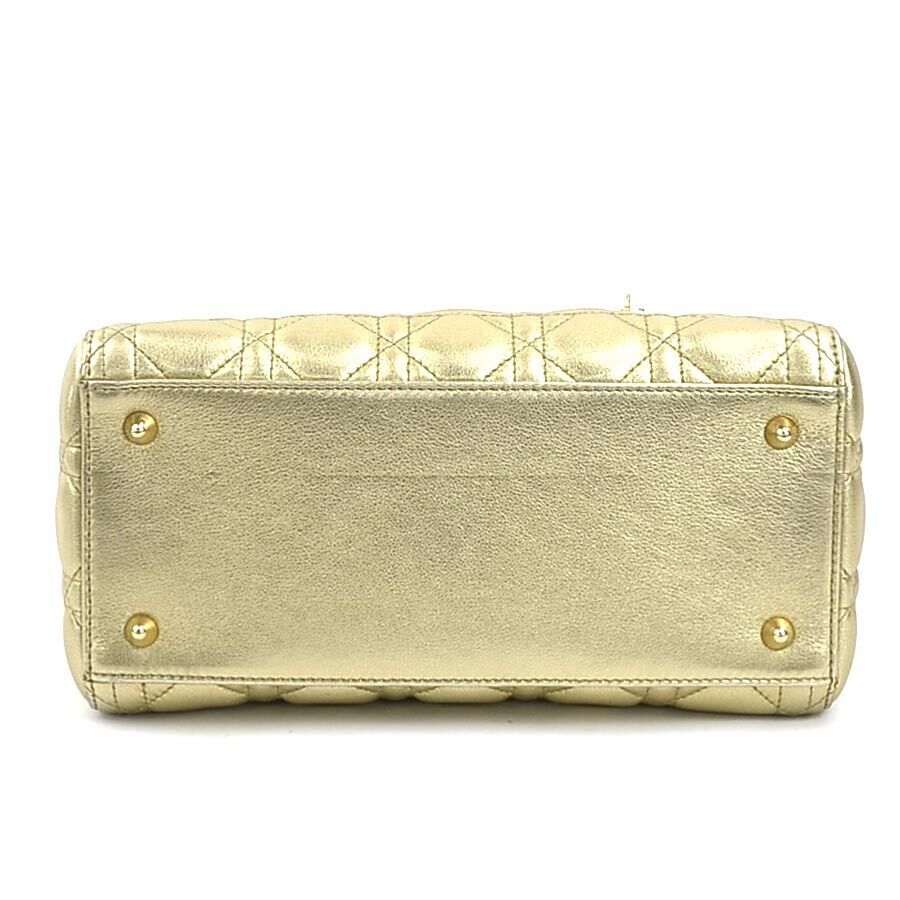 Auth Christian Dior Lady Dior Handbag Shoulder Bag Gold Auth Christian Dior Lady Dior Handbag Shoulder Bag Gold