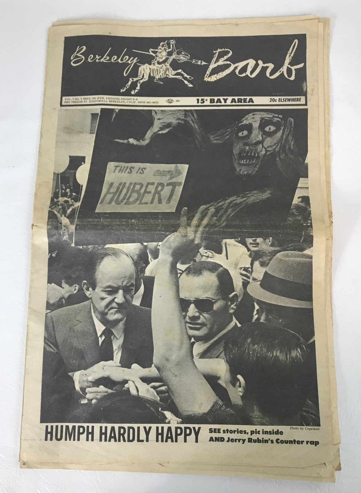 BERKELEY BARB VTG UNDERGROUND NEWSPAPER VOL 7 NO 5 ISSUE155 Aug 2-8 ...