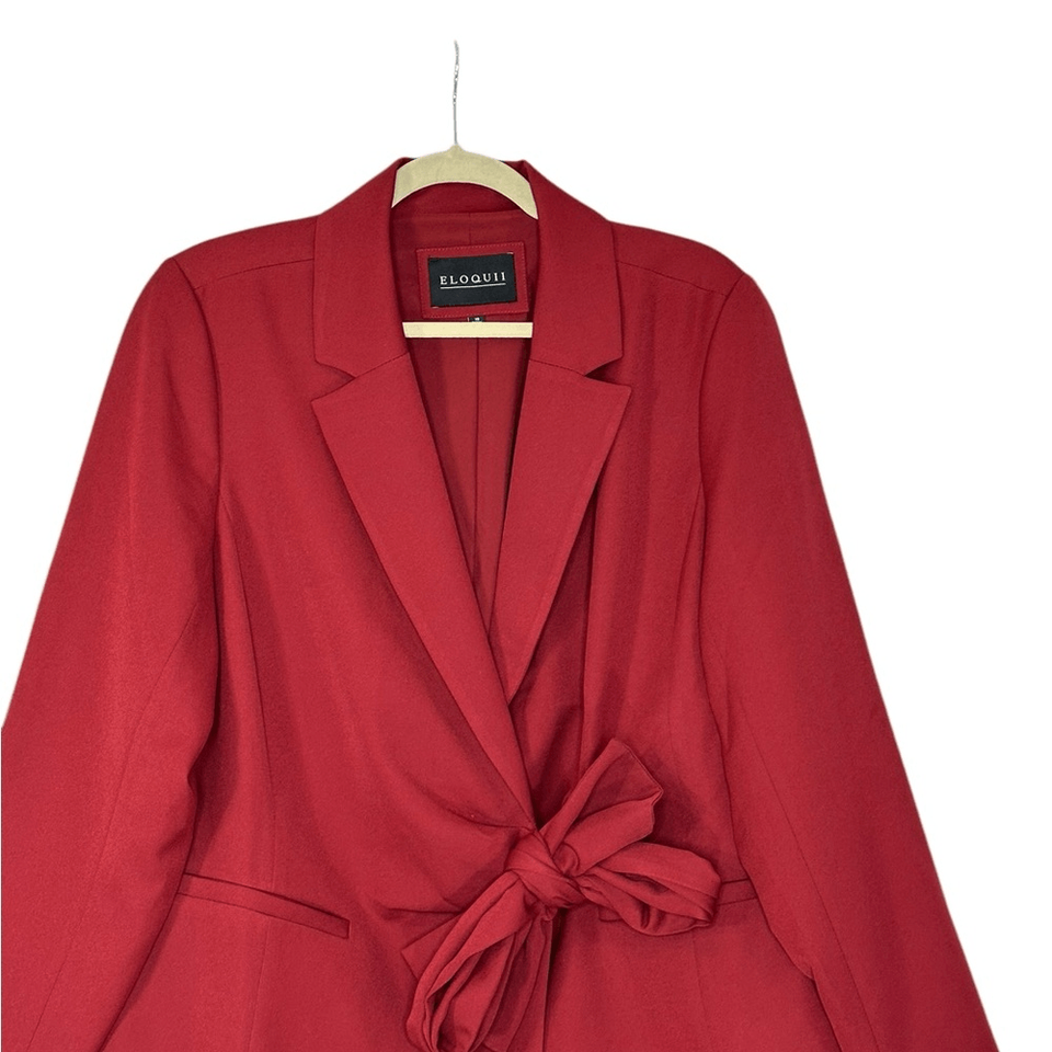 Eloquii Venice Red Burgundy Tie Front Crepe Blazer | Size 16 | eBay