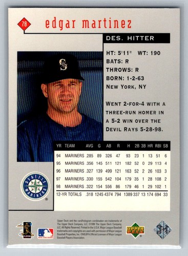 1999 Upper Deck Black Diamond #78 Edgar Martinez | eBay