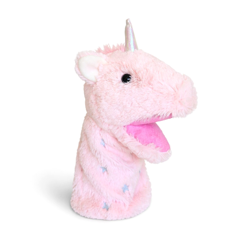 Pink Unicorn With Silver Stars Soft Plush Fluffy Toy Hand Puppet 30 cm ...