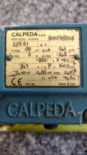 Calpeda CTM 61 PERIPHERAL BOOTER PUMP 3450RPM .45HP | eBay