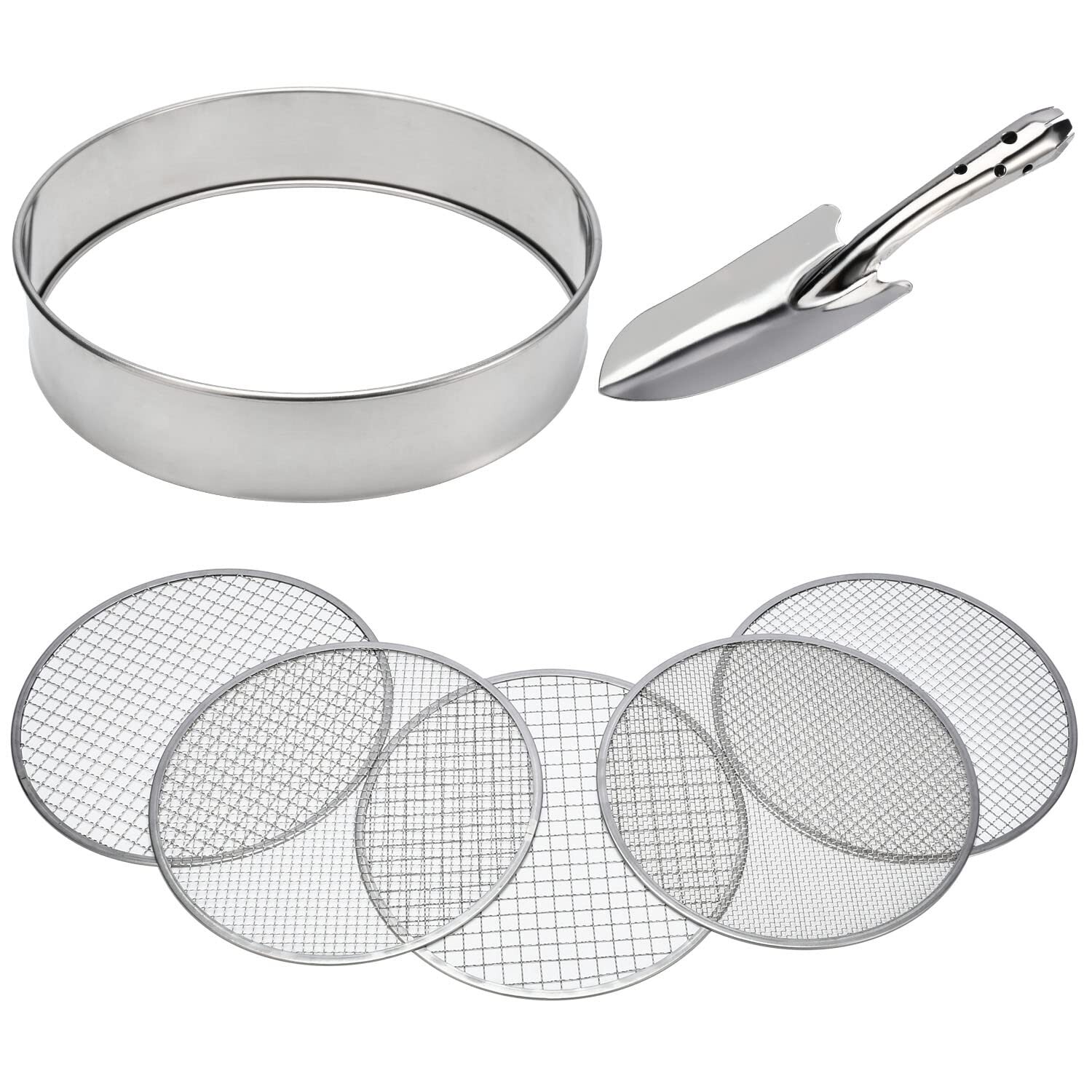 Soil Sieve Stainless Steel Riddle Sieve Set Garden Potting Sieve 12 ...