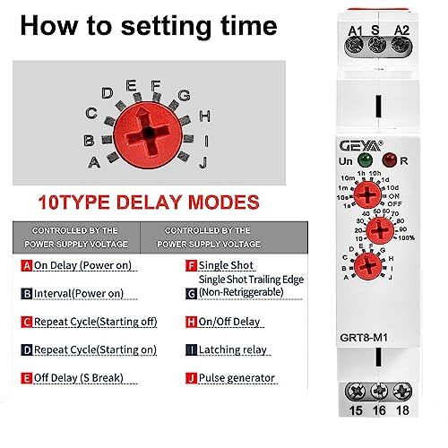 16A Multifunction Time Relay 10 Function Choices AC/DC12V-240V 1 Output ...