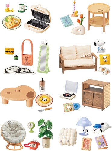 Re-ment Peanuts SNOOPY's COZY WEEKEND ROOM 1 box complete set of 8 ...