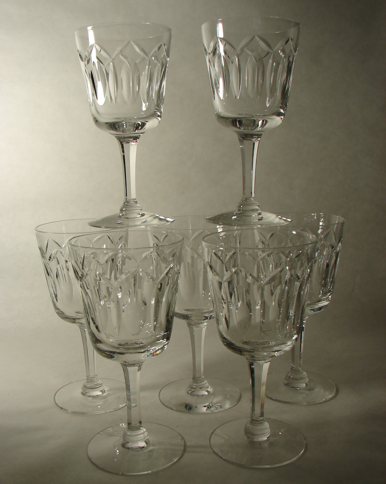 Set of 7 Seneca Glass Cambridge Pattern Wine Glasses Stem 960 Cut 1433 ...