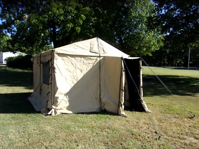 MILITARY SURPLUS 11x11 COMMAND POST TENT (MCP) HUNTING CAMPING TAN US ...