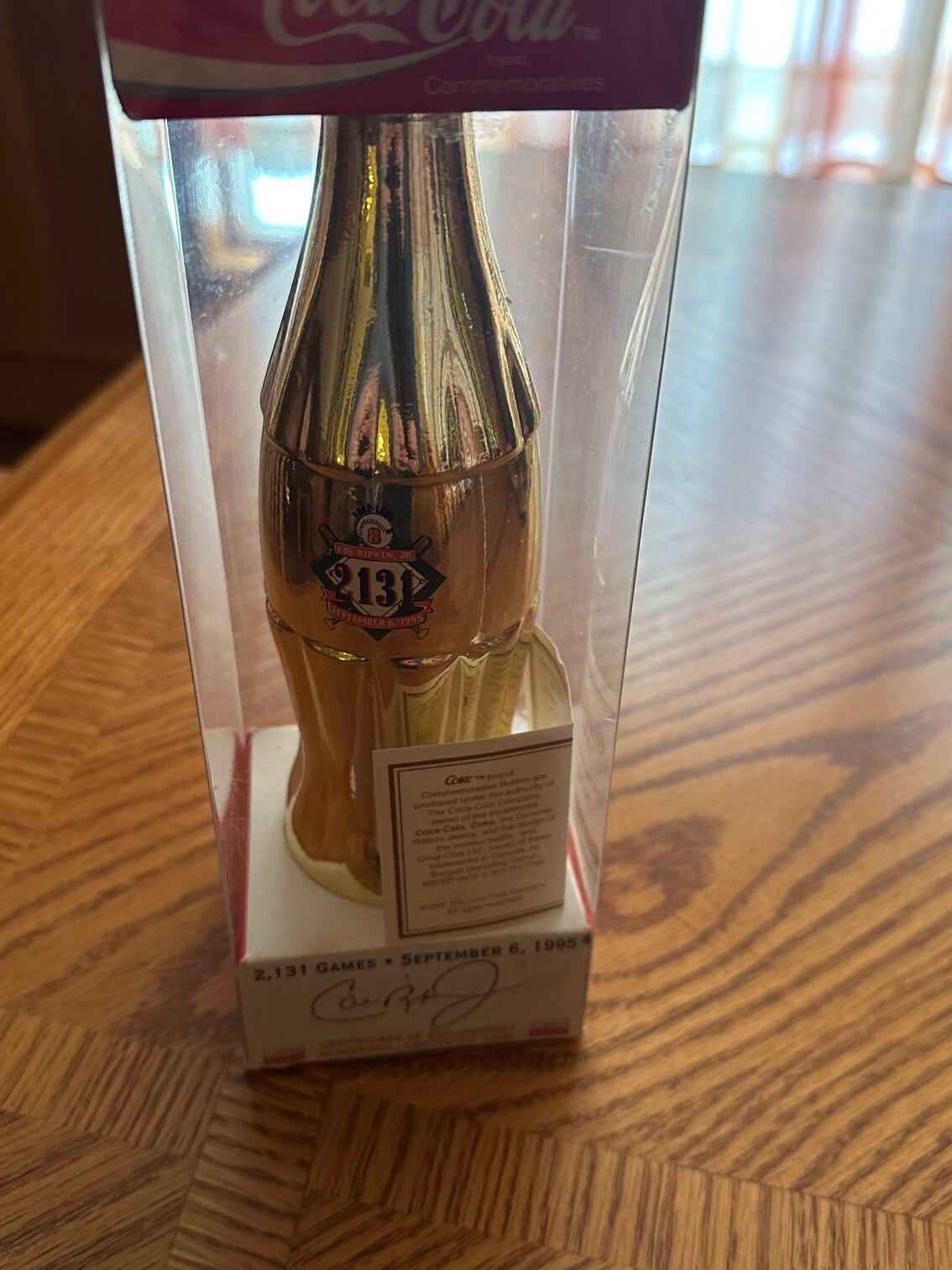 1995 Coca Cola Cal Ripken Jr Gold Coke Bottle 2131 Commemorative Rare ...