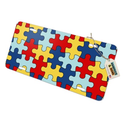 Autism Awareness Diversity Puzzle Pieces Novelty Metal Vanity Tag ...