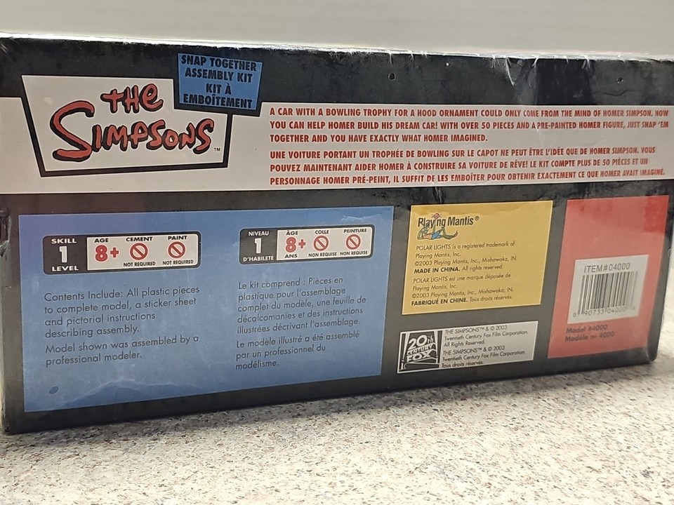 VINTAGE The Simpsons "The Homer" Model Kit Snap Together Assembly ...