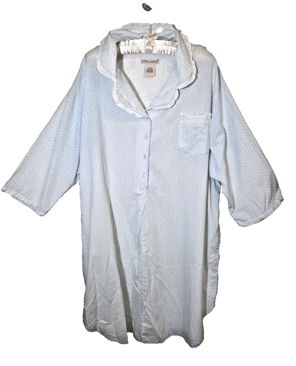 Vintage Laura Ashley Nightgown Blue Cotton Floral Ros… - Gem