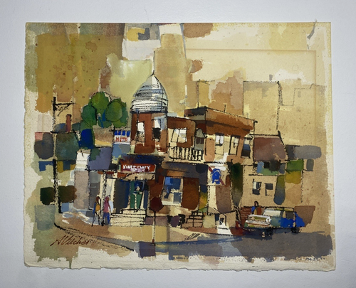 Vintage A. Vilcher 'Corner Tavern' Sheboygan, WI Modernist Watercolor ...