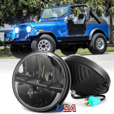 Reflector 7" LED Round Headlight High Low Beam H6024 for Jeep CJ7 CJ6 ...