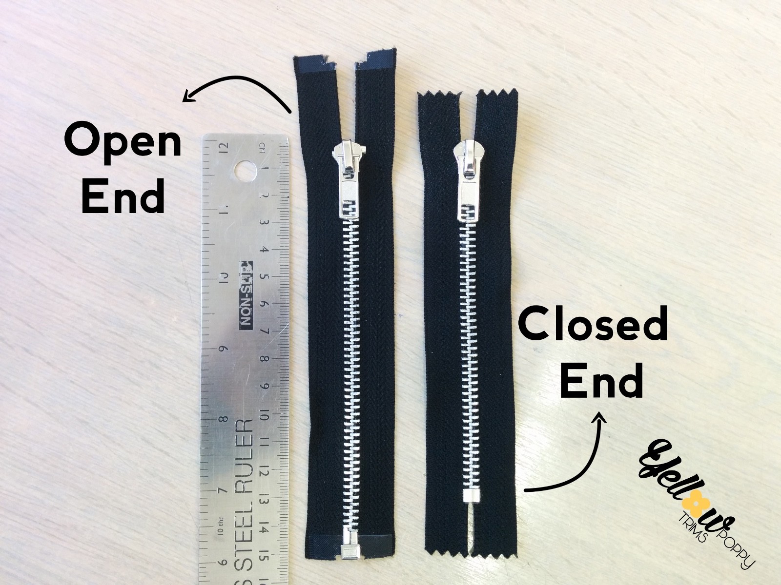 METAL SILVER TEETH OPEN and CLOSED ENDED ZIP TYPE 5 (CHOICE OF LENGTH ...