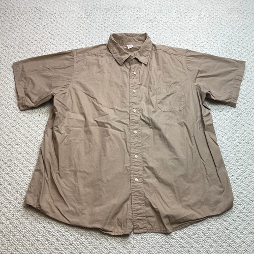 Open Trails Shirt Mens 3XL Brown Short Sleeve Button Up Outdoor Pocket Cotton | eBay