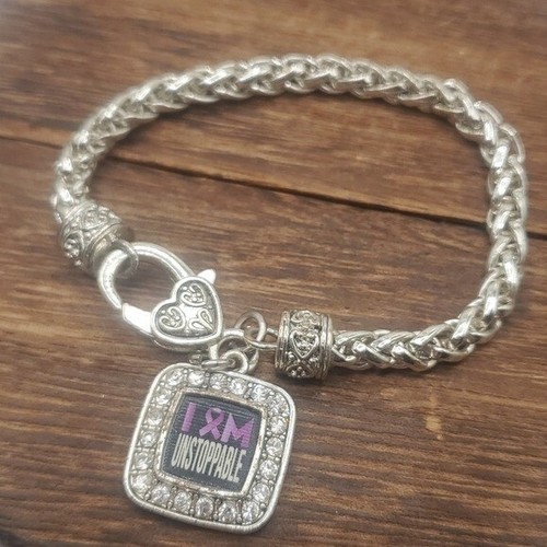 B2424 I am unstoppable snake chain bracelet breast cancer awareness ...