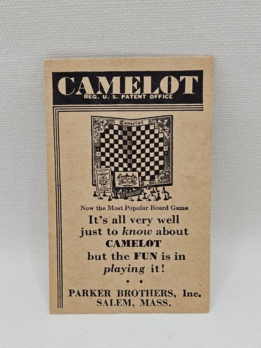 Vintage Parker Brothers In Game Advertising Card Gamelot. | eBay